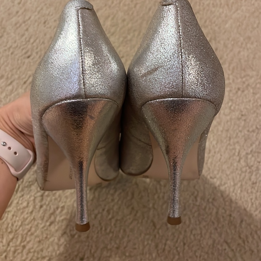 Genuine Leather Silver Sparkle Shoes - Gem